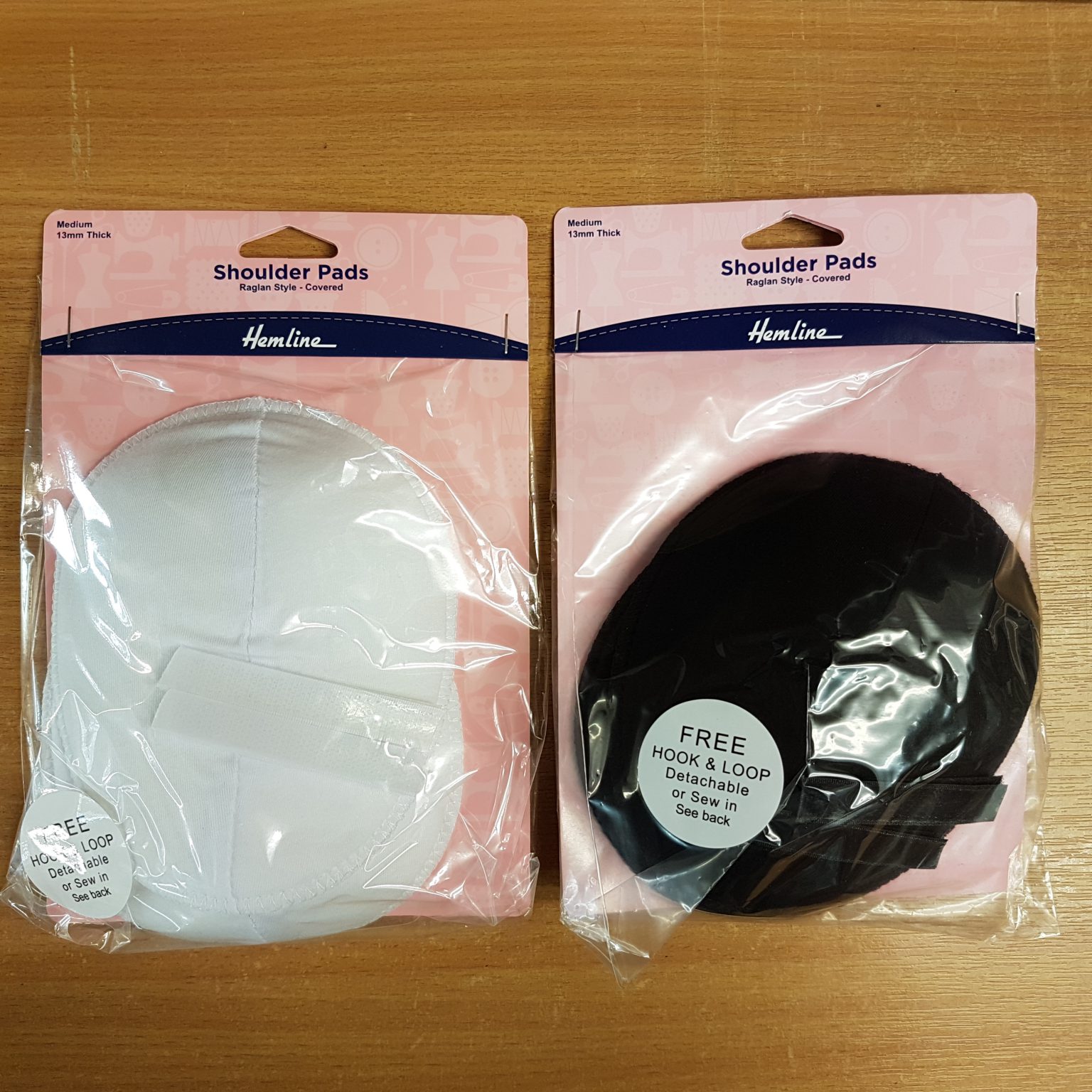 Shoulder Pads - Black - Set-in and Raglan - Duttons for Buttons