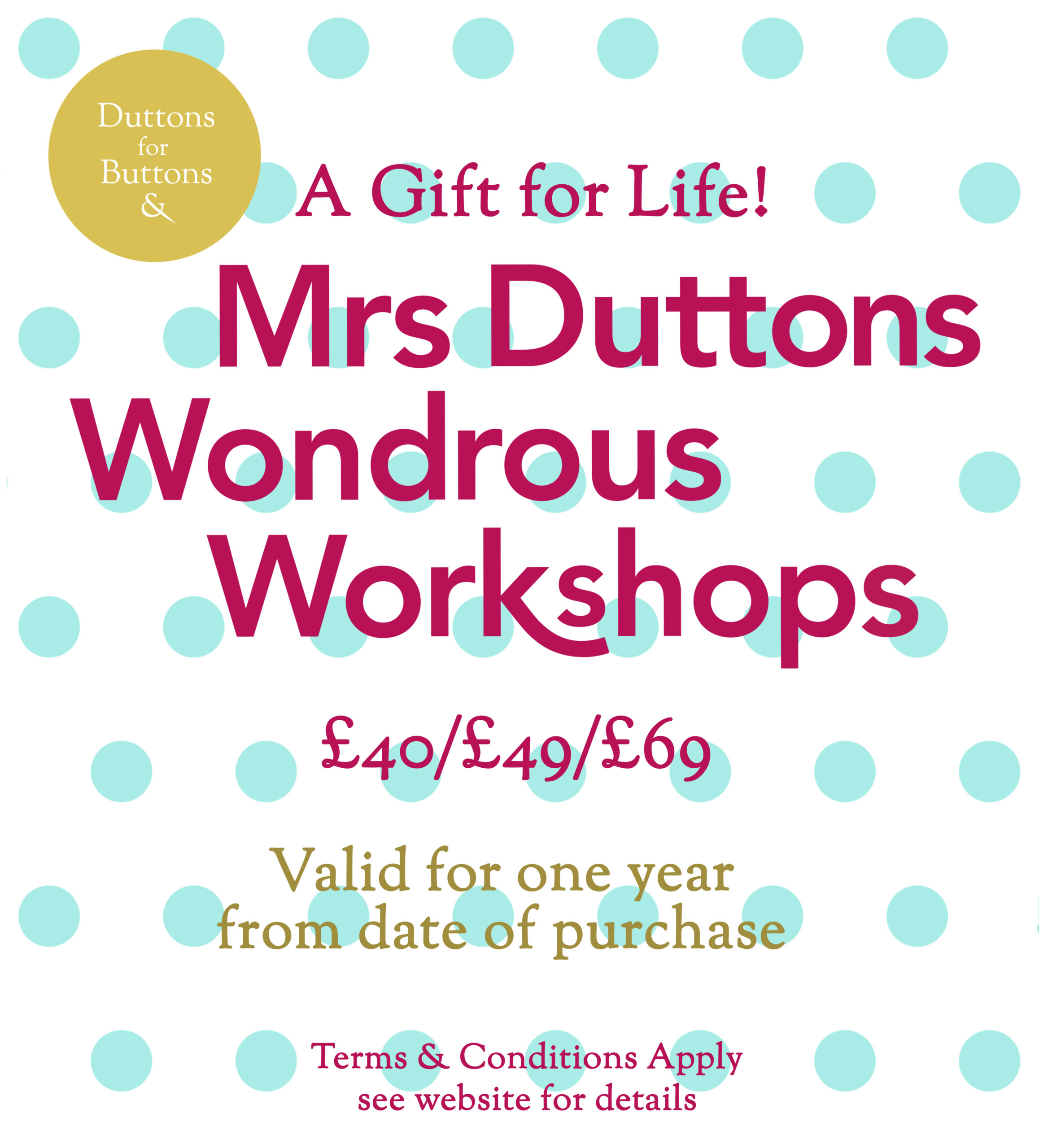 Gift Vouchers - Mrs Duttons Wondrous Workshops - Duttons for Buttons