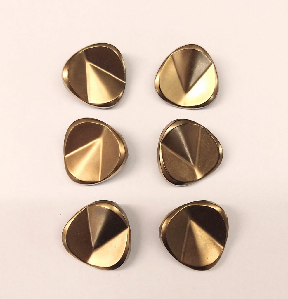 Vintage Glass Buttons - Inverted Pyramid - Matt Gold - 22mm - Set of ...