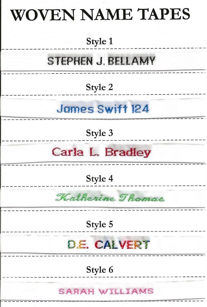 Personalised Woven Name Tapes - Sew On or Iron On - Duttons for Buttons