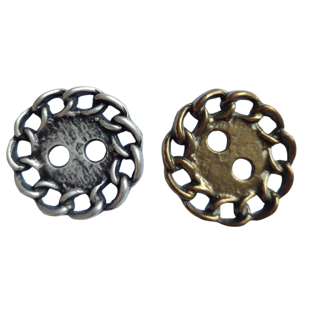 Metal Chain Edge 2 Hole Buttons – Silver & Gold - Duttons for Buttons