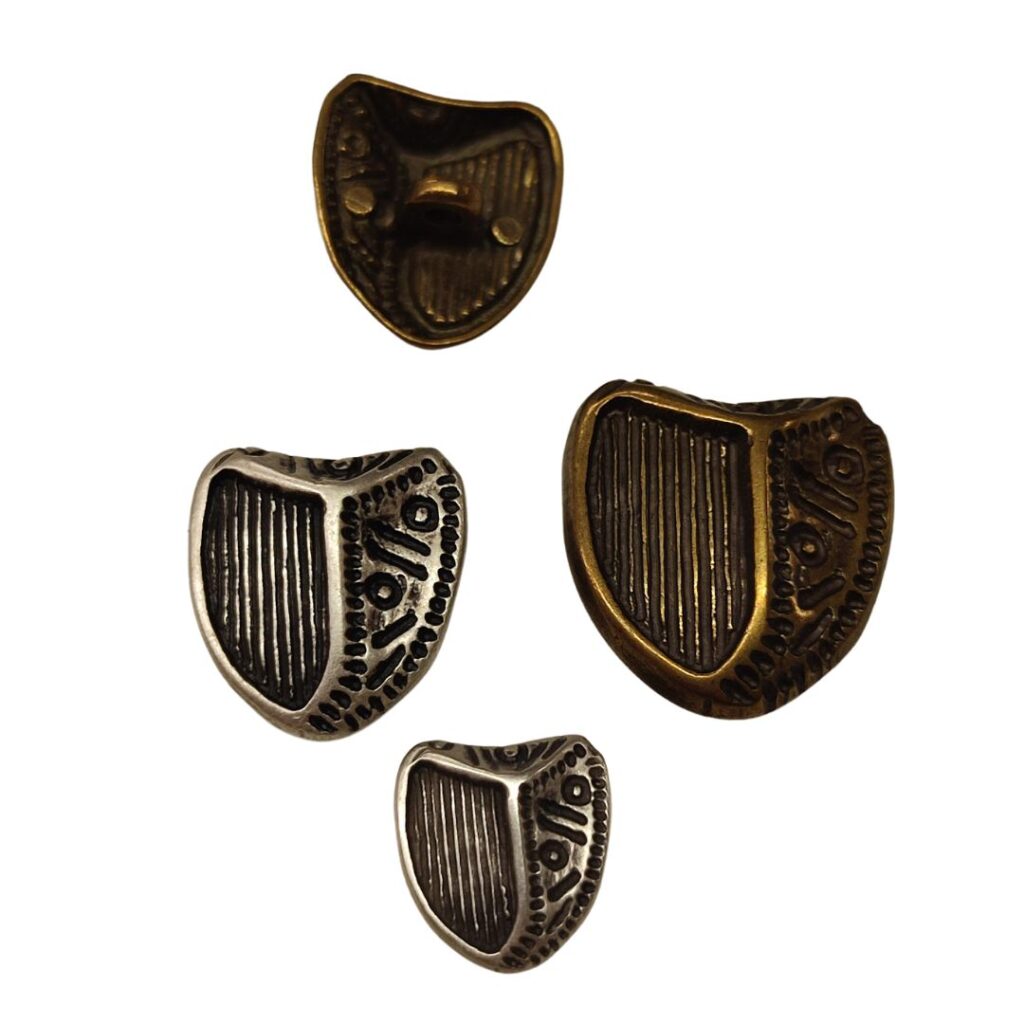 Shield Buttons - Silver & Brass- Various Sizes - Duttons for Buttons