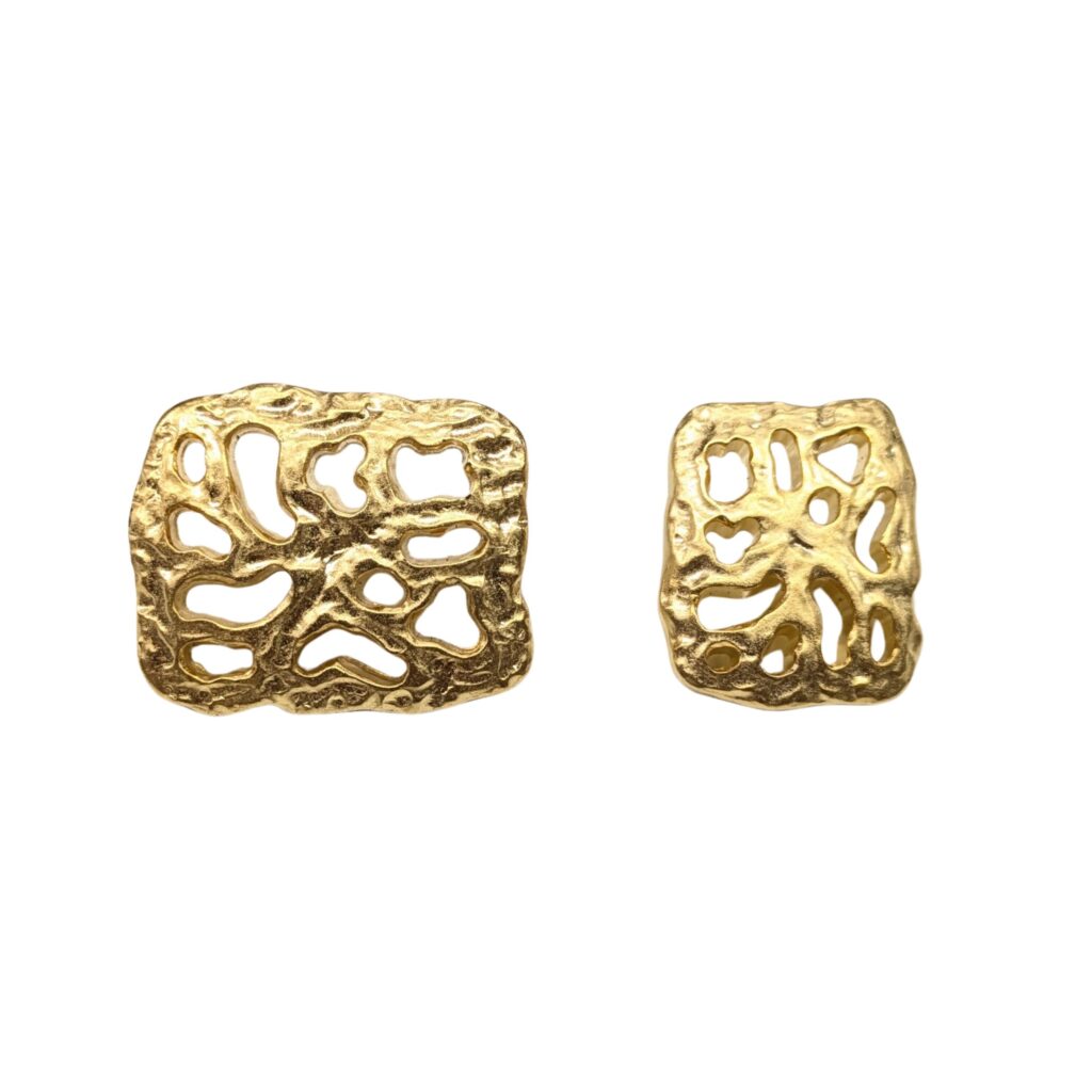 Silver & Gold Rectangle Shanked Metal Effect Cut Out Button - Duttons ...