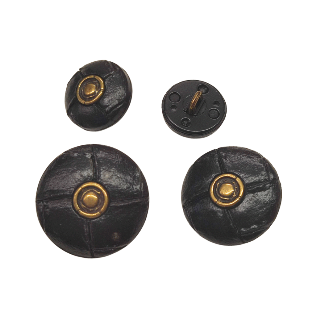 Imitation Leather and Metal Shanked Buttons - Black/Bronze - Various ...